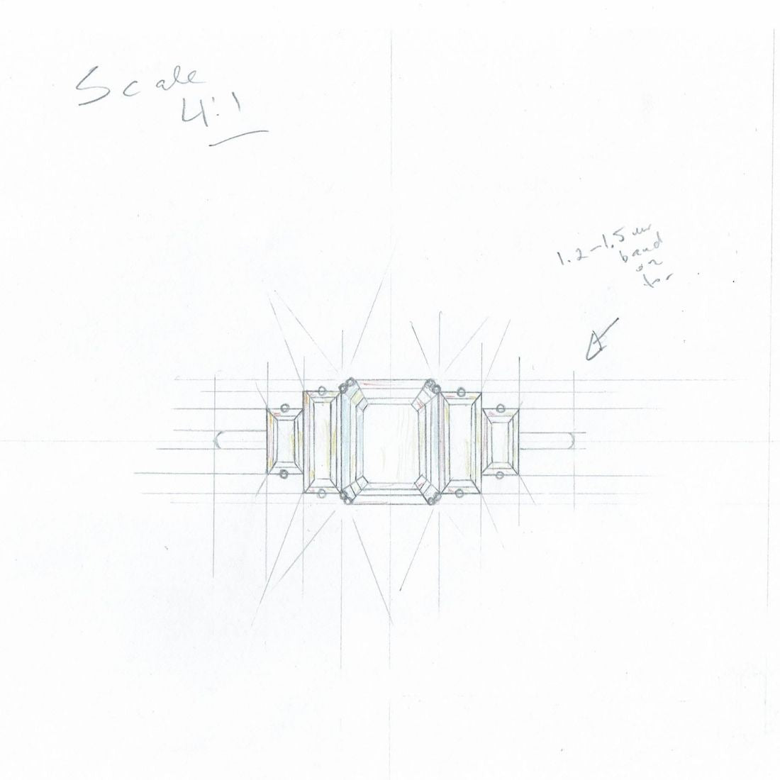 Emerald Cut Five Stone Diamond Engagement Ring, Custom Made Bespoke ...