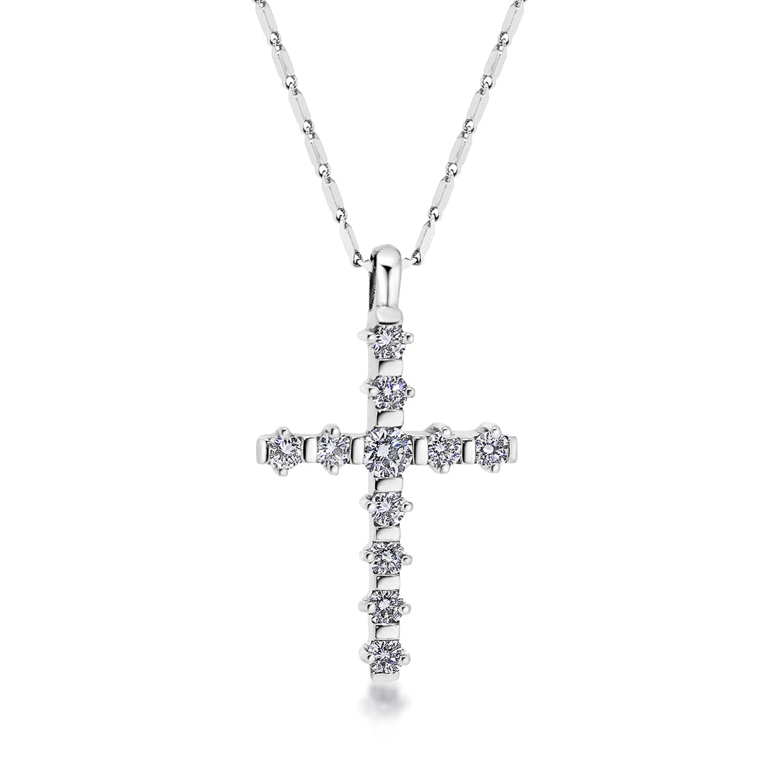 18ct white gold diamond cross & chain - Ryan Thomas Jewellers